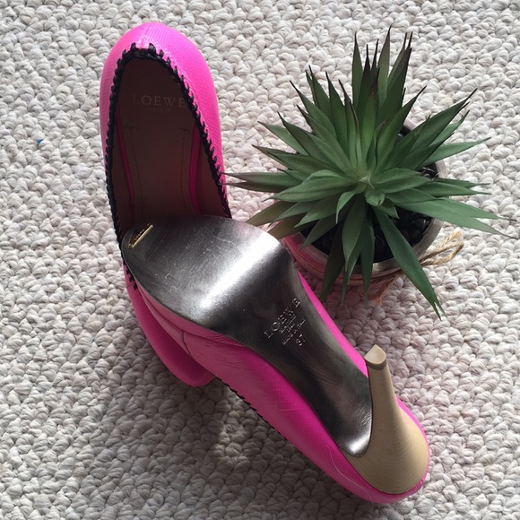Loewe | Shoes | Loewe Hot Pink Heels With Black Stitches | Poshmark